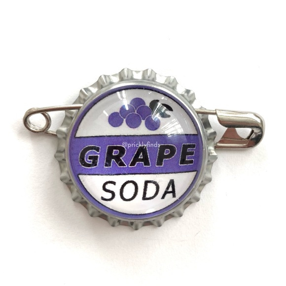 pricklyfinds | Jewelry | 42 Up Grape Soda Bottle Cap Badge Safety Pin ...